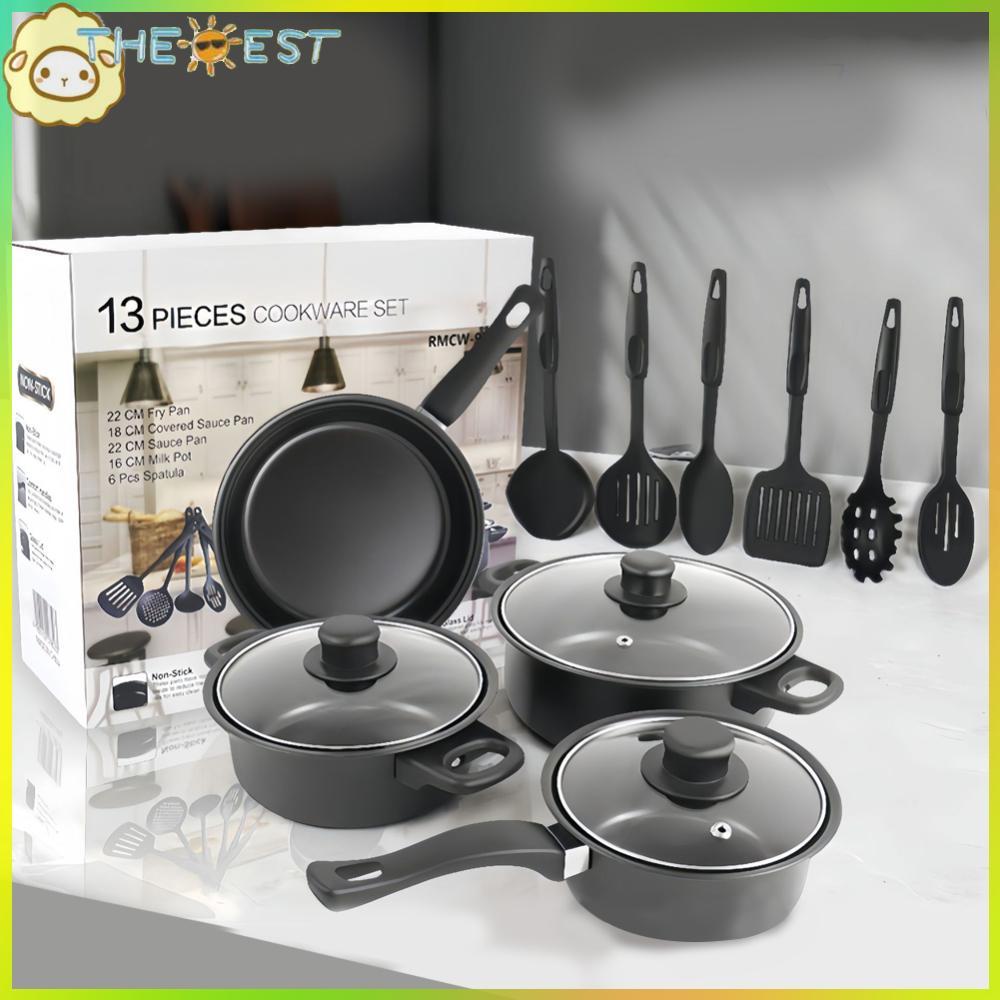 COD⭐ 12-Piece Non-Stick Cookware Set Cooking Pot with Lid Milk Pot ...