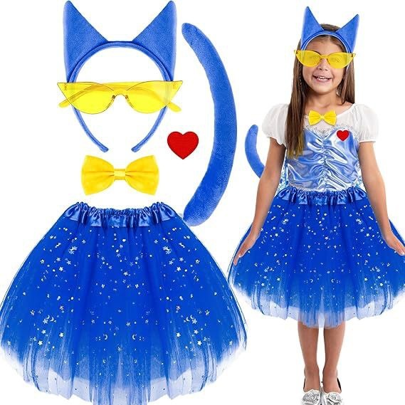 Blue Pete the Cat Ears Headband Tail Halloween Costume Set for Children ...