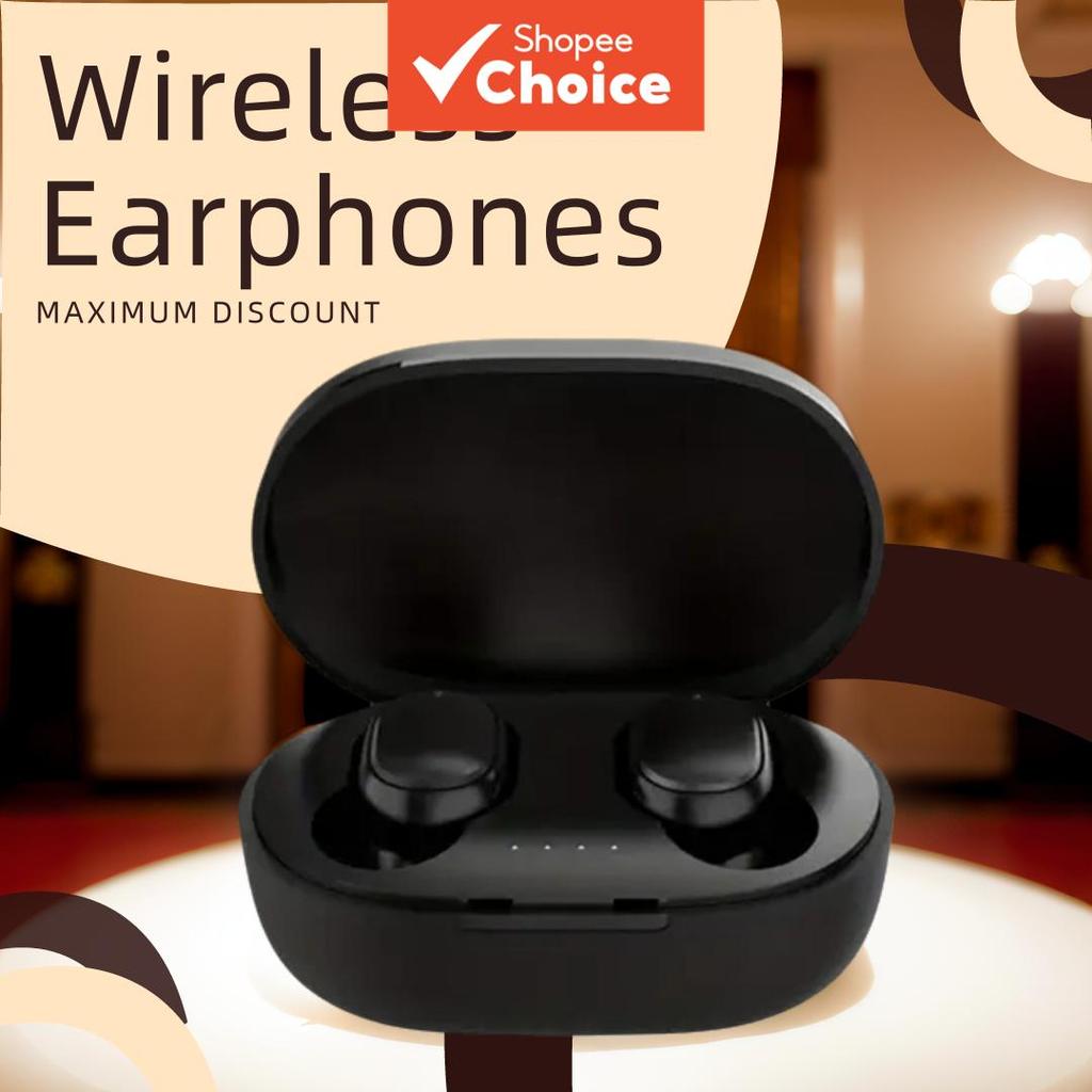 Black TWS Earbuds Wireless Bluetooth Headset with Mic Noice Cancelling ...