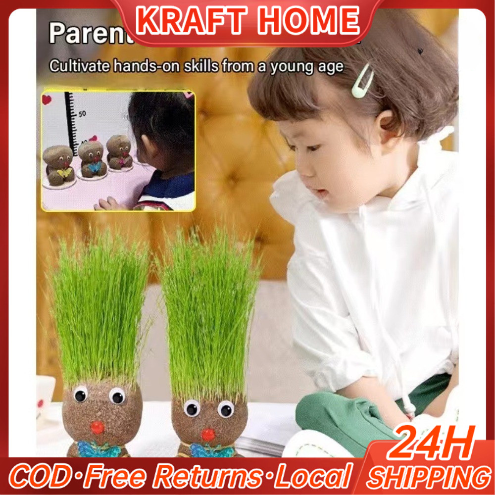 Grass Head Plant Mini Potted Doll Toy For Home Garden Decking ...