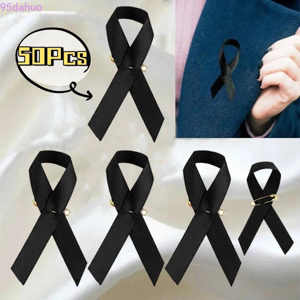 DAHUO 50pcs Black Ribbon Pin, Breast Cancer Skin Cancer Funerals ...