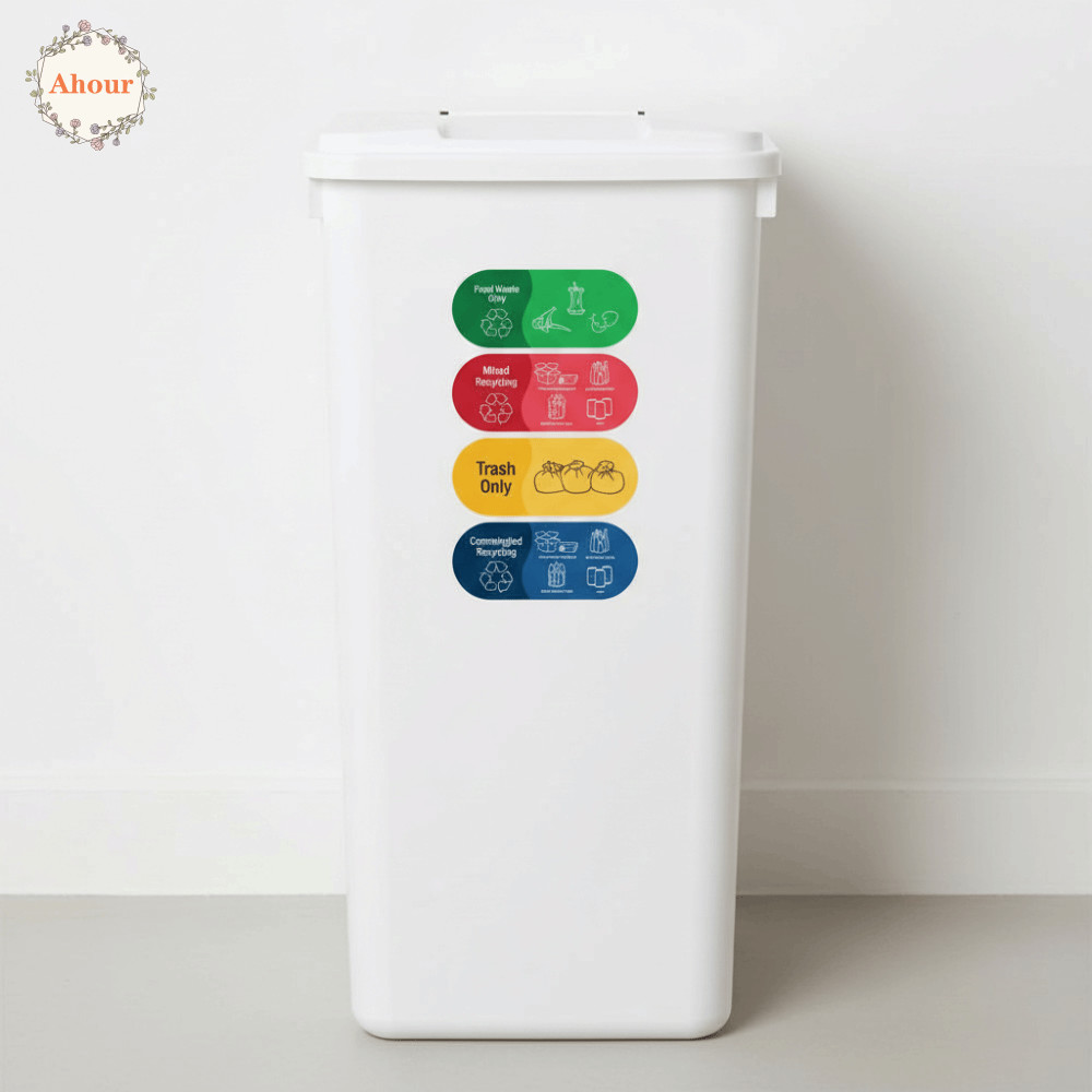 AHOUR 10pcs Recycling Sorting Sticker, Waterproof Vinyl Trash Bin ...