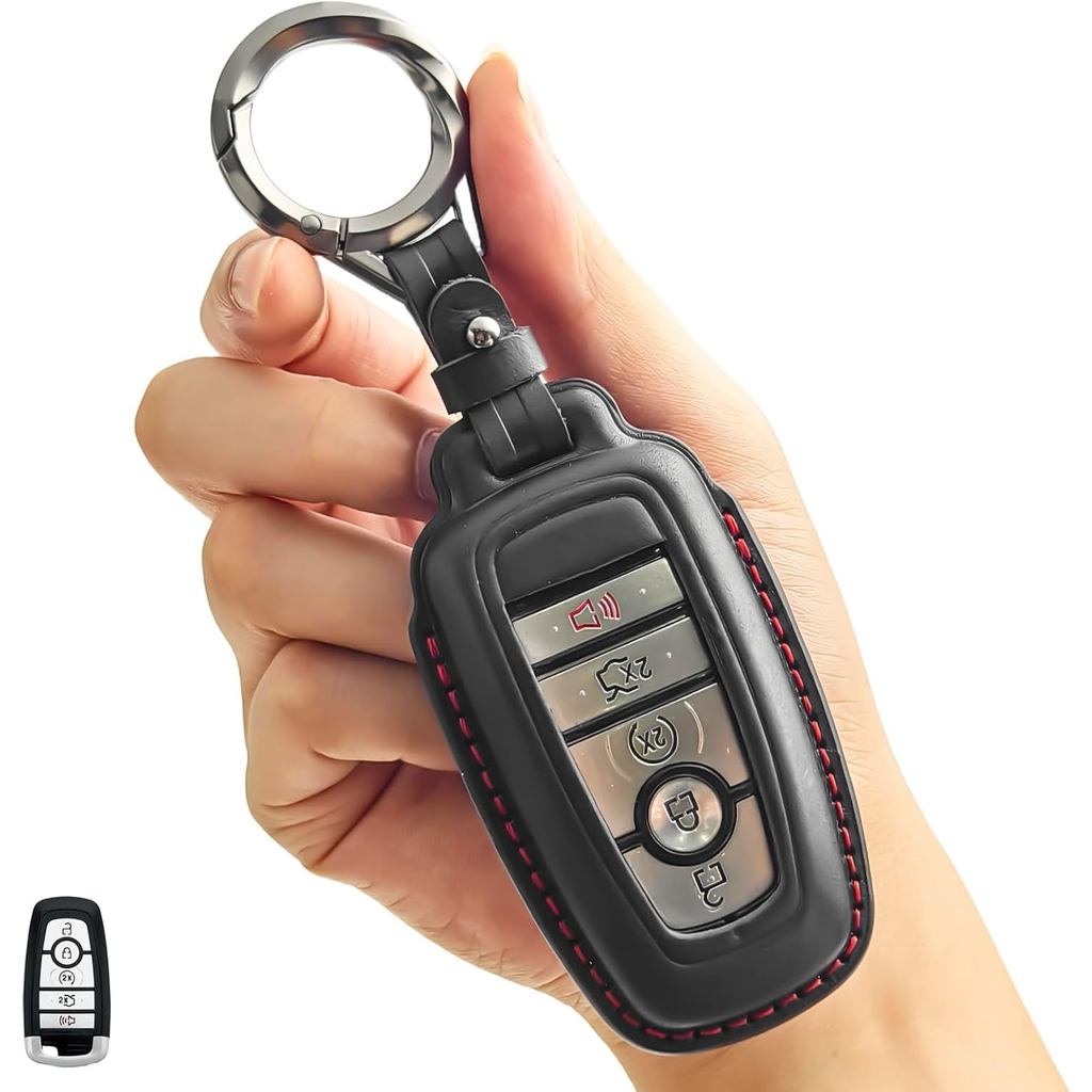 Leather Key Fob Cover, Key Case Shell Fit for Ford Explorer Fusion ...