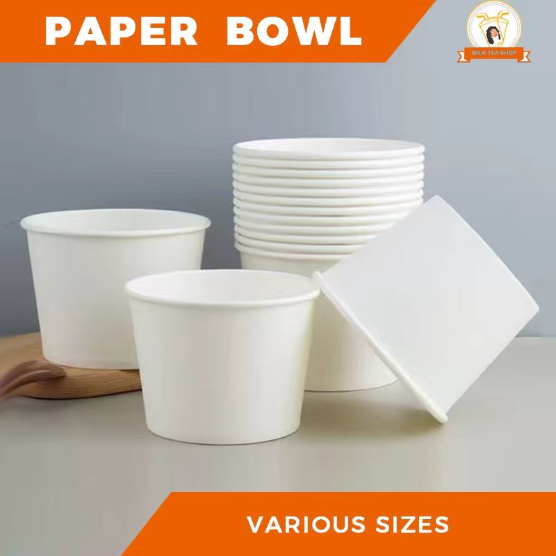 50PCS Paper Bowl Disposable Food Storage Environmentally 260cc 320cc ...