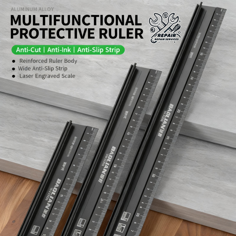 Anti Cutting Aluminum Alloy Protective Ruler Multi Functional Ruler ...
