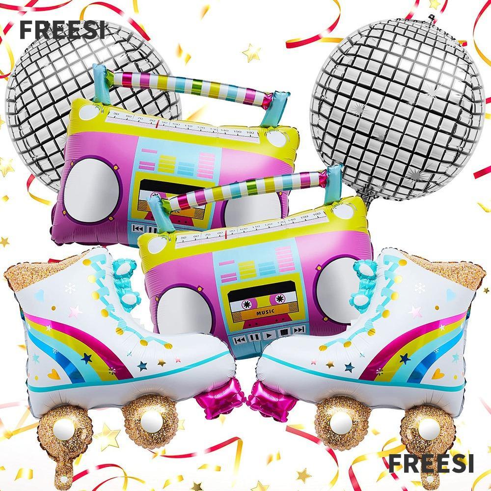 FREESI 4/6pcs Roller Skate Balloon Set, Hip Hop 80s 90s Retro Theme 4D ...