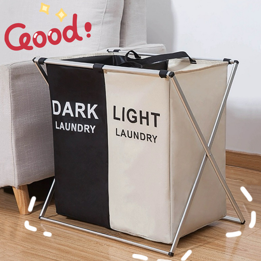 laundry basket Collapsible Laundry Sorter Waterproof 2/3 compartment ...