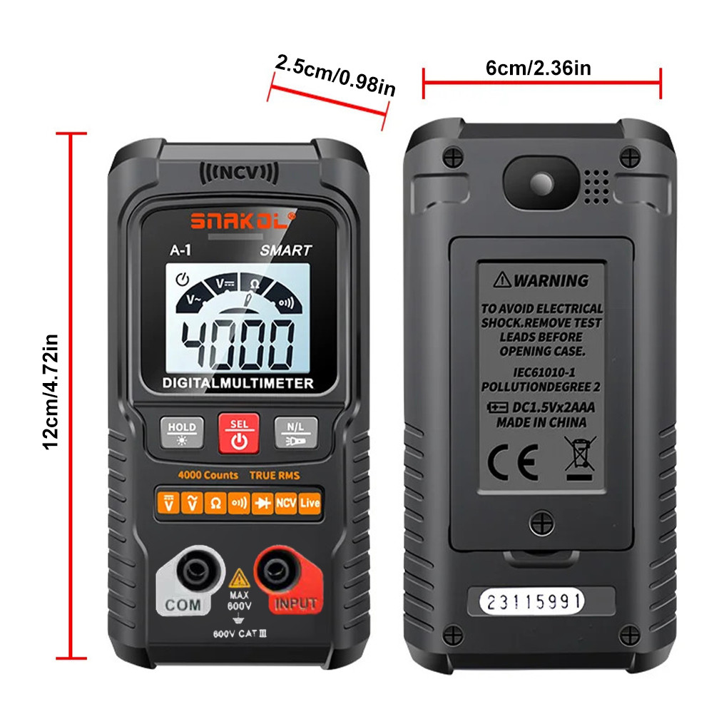 Automatic Digital Multimeter 4000 Counts AC/DC Voltmeter Multimeter ...