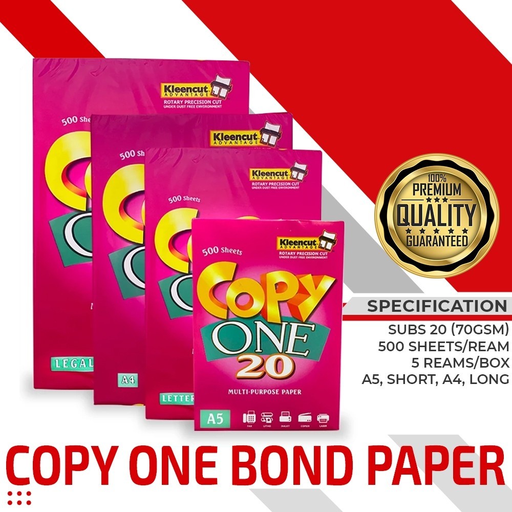 Copy One Bond Paper Short | Letter , Legal | Long, A4 Size and A5 Size ...