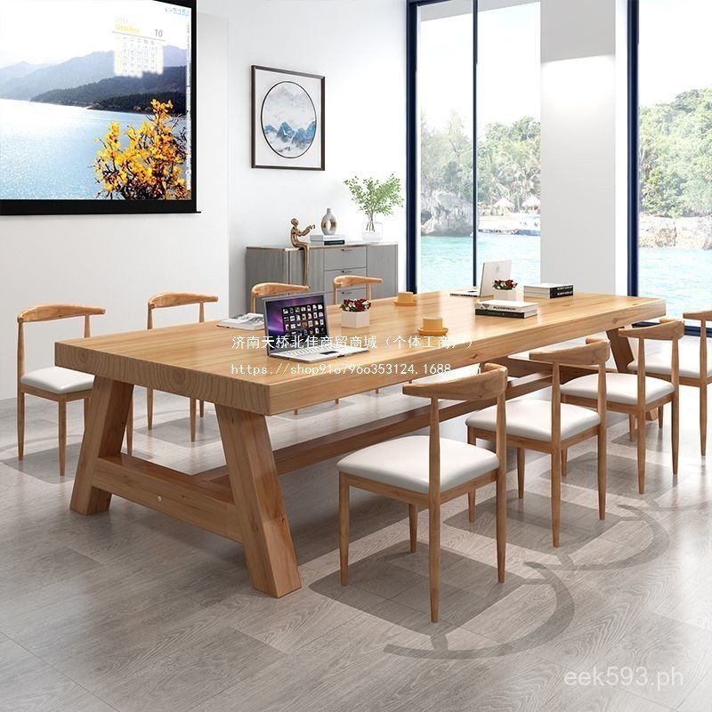 Simple and Minimalist Desk and Chair Set, Modern Rectangular Conference ...