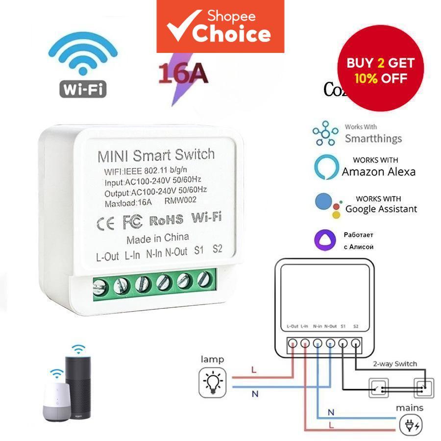 Smart WiFi Switch Module 16A Relay Breaker 2-Way APP Remote Control ...