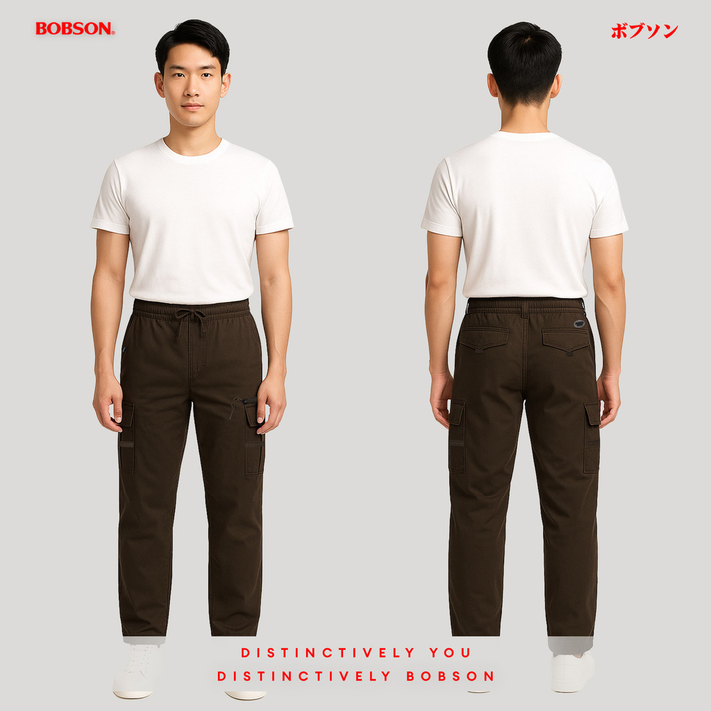 Bobson Japanese Men's Basic Non-Denim Cargo Pants Mid Waist 191431 ...