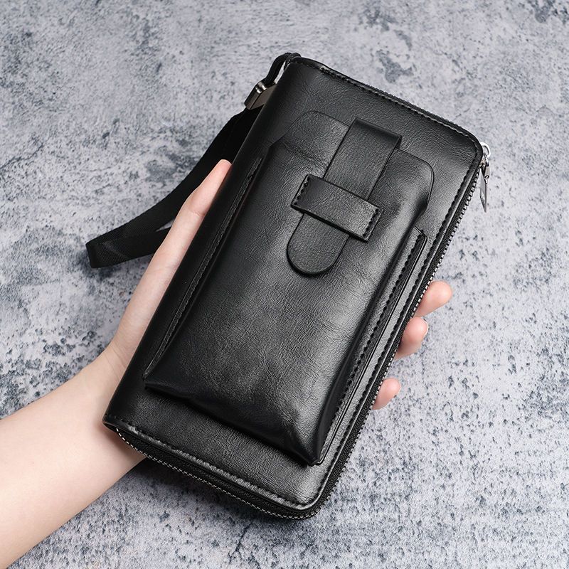 Retro Men's Wallet Long Men's Business Zipper Multifunctional Mobile ...