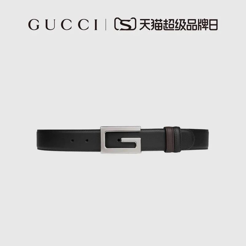 Gucci GUCCI [Tanabata Gift] GUCCI Gucci Square G Buckle Double-Sided Men's Belt 3.5cm Wide ...