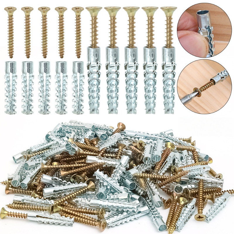 100Pcs Metal Steel Expansion Tube Self Self Tapping Screw Drilling Plug ...