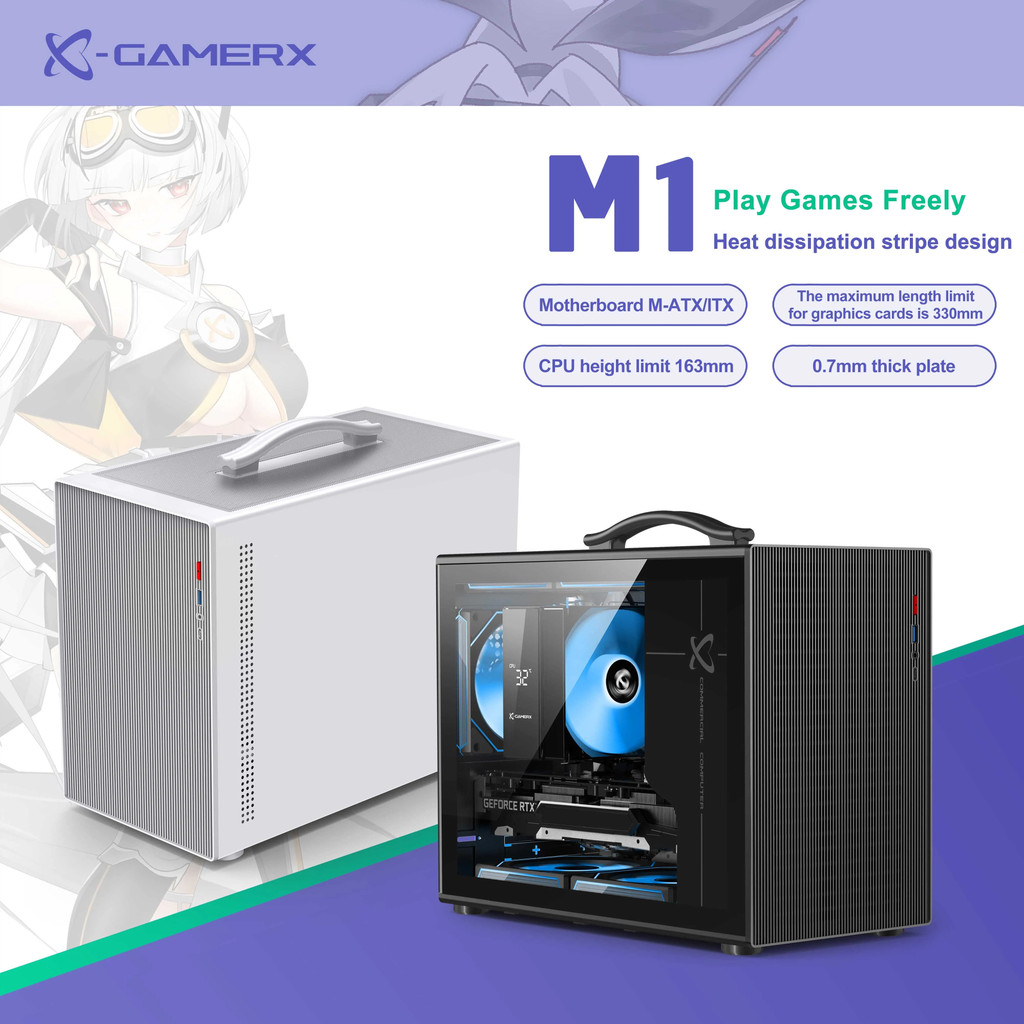 Power Train X-gamerx M1 Handheld Portable Case Desktop Mini Glass Side ...