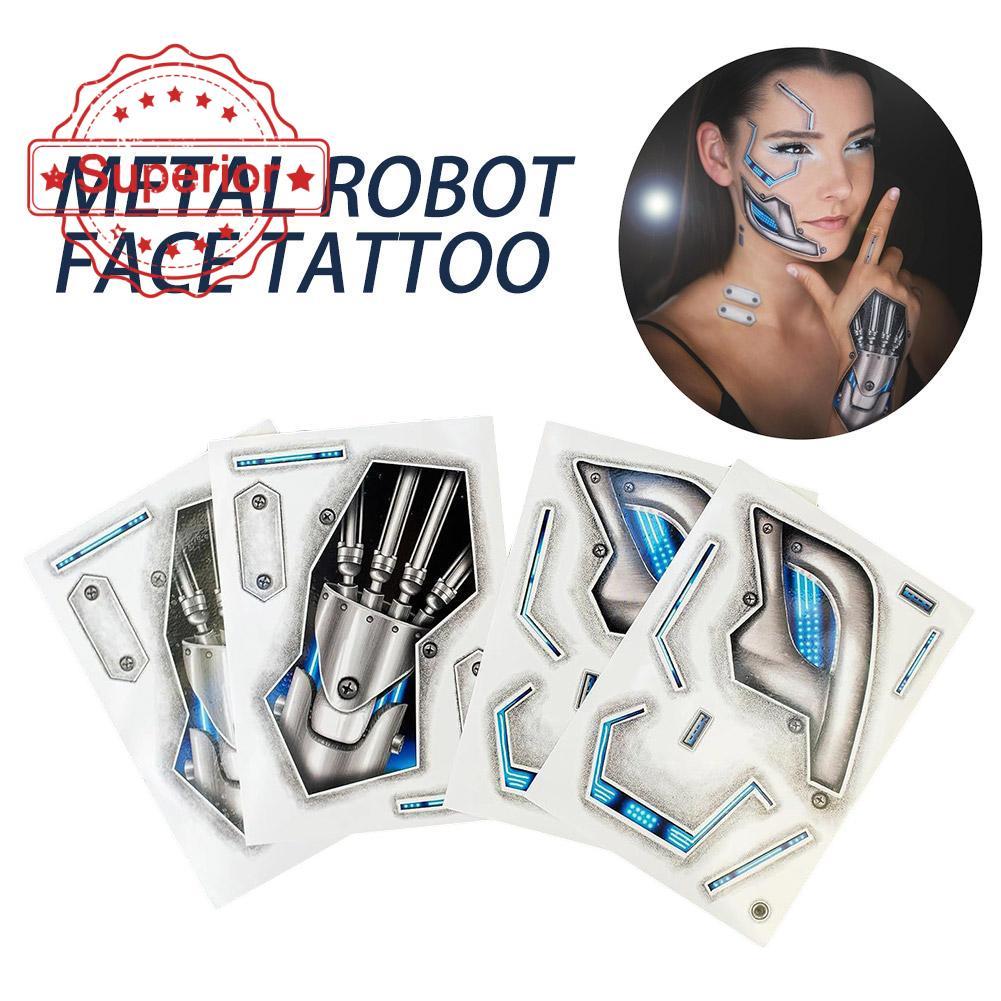 Mechanical Arm Robot Face Temporary Tattoo Cyberpunk Sticker Sticker ...