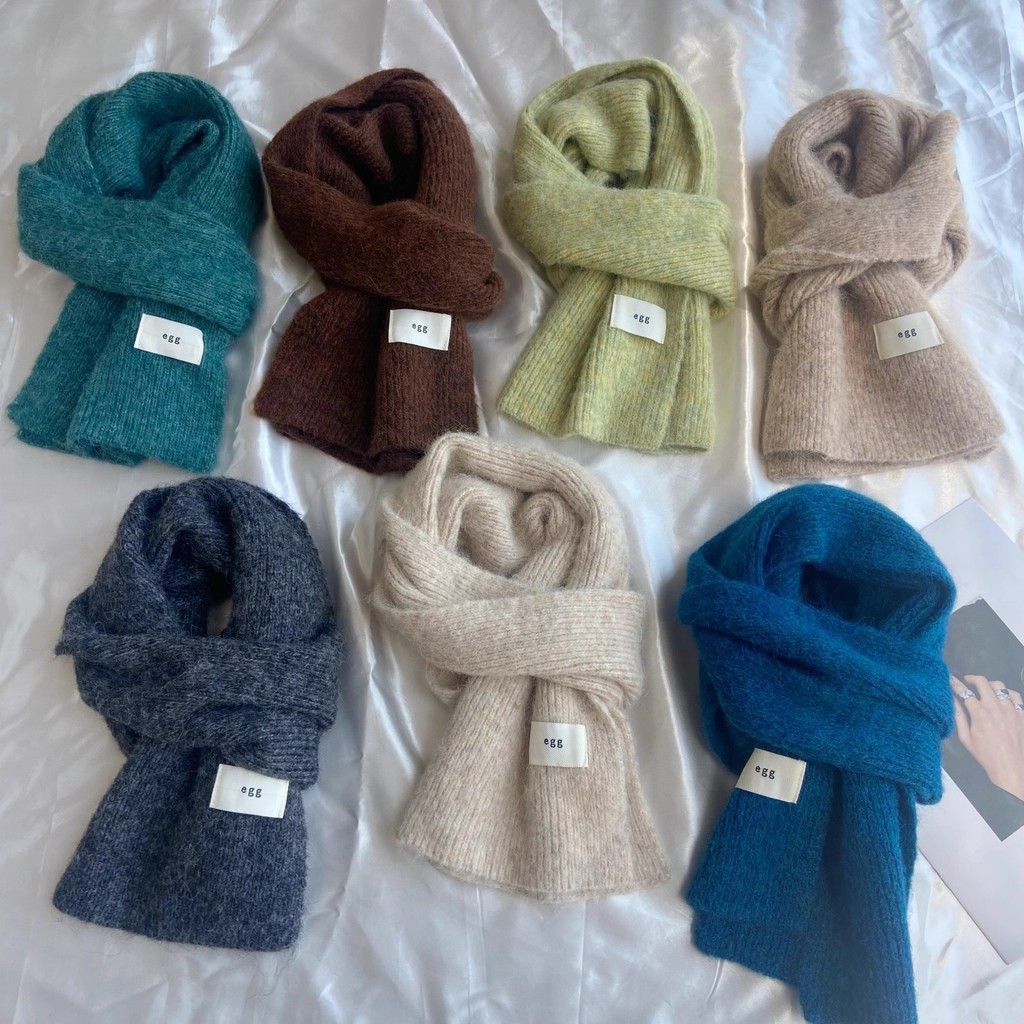 Contains Wool~2025 Winter Scarf Female egg Solid Color Contains Wool ...