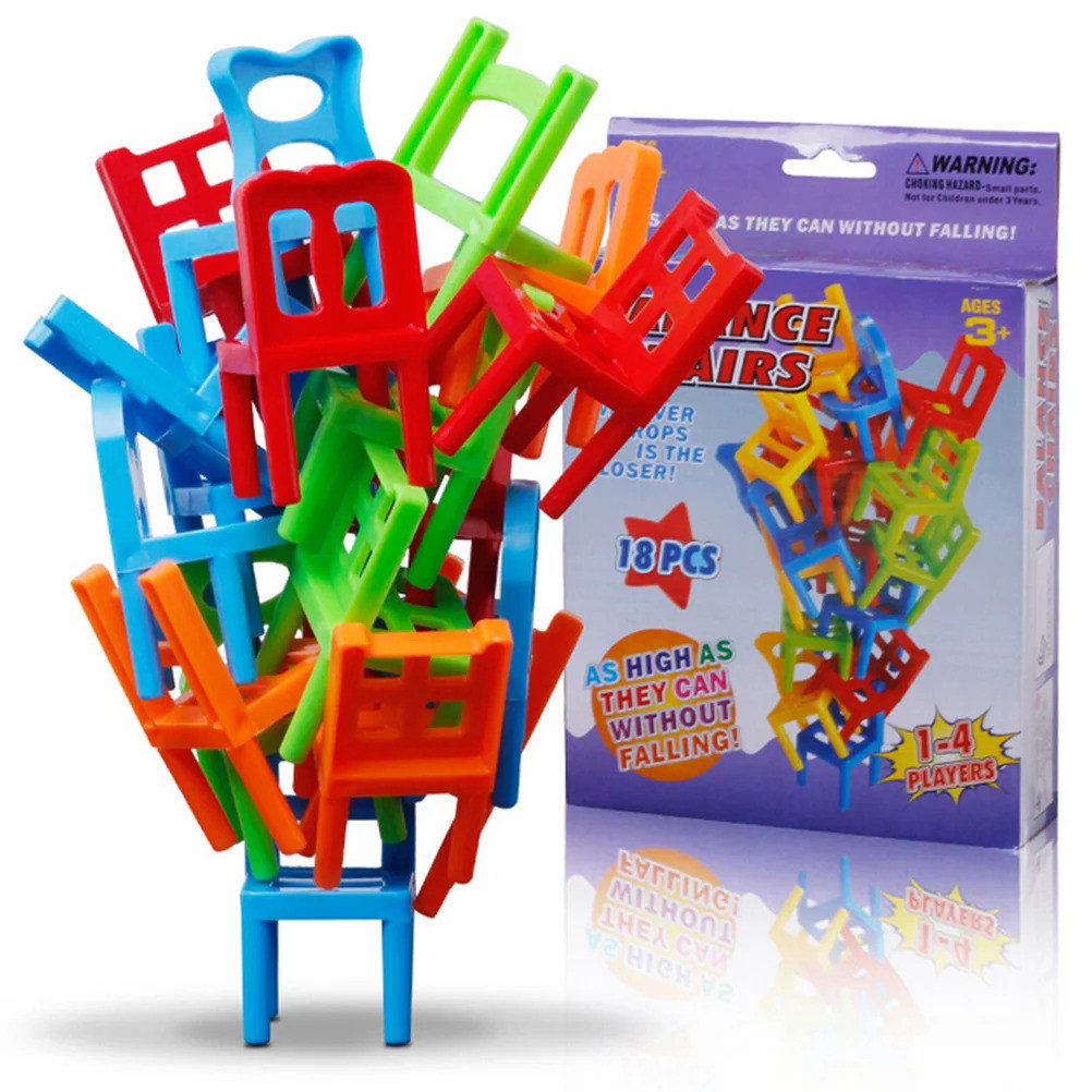 Kids Stacking Chairs, Plastic Balance Board Game Set, Construction Game ...