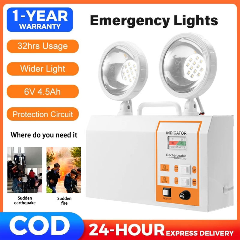 Emergency light twinhead rechargeable emergency lamp LED light Auto On ...