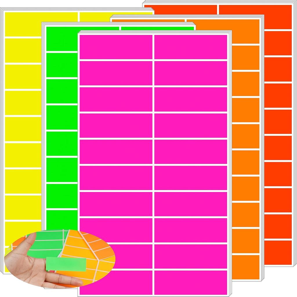 YSHIHE 3 x 1 Inch Fluorescent Colored Label Stickers in 5 Colors ...