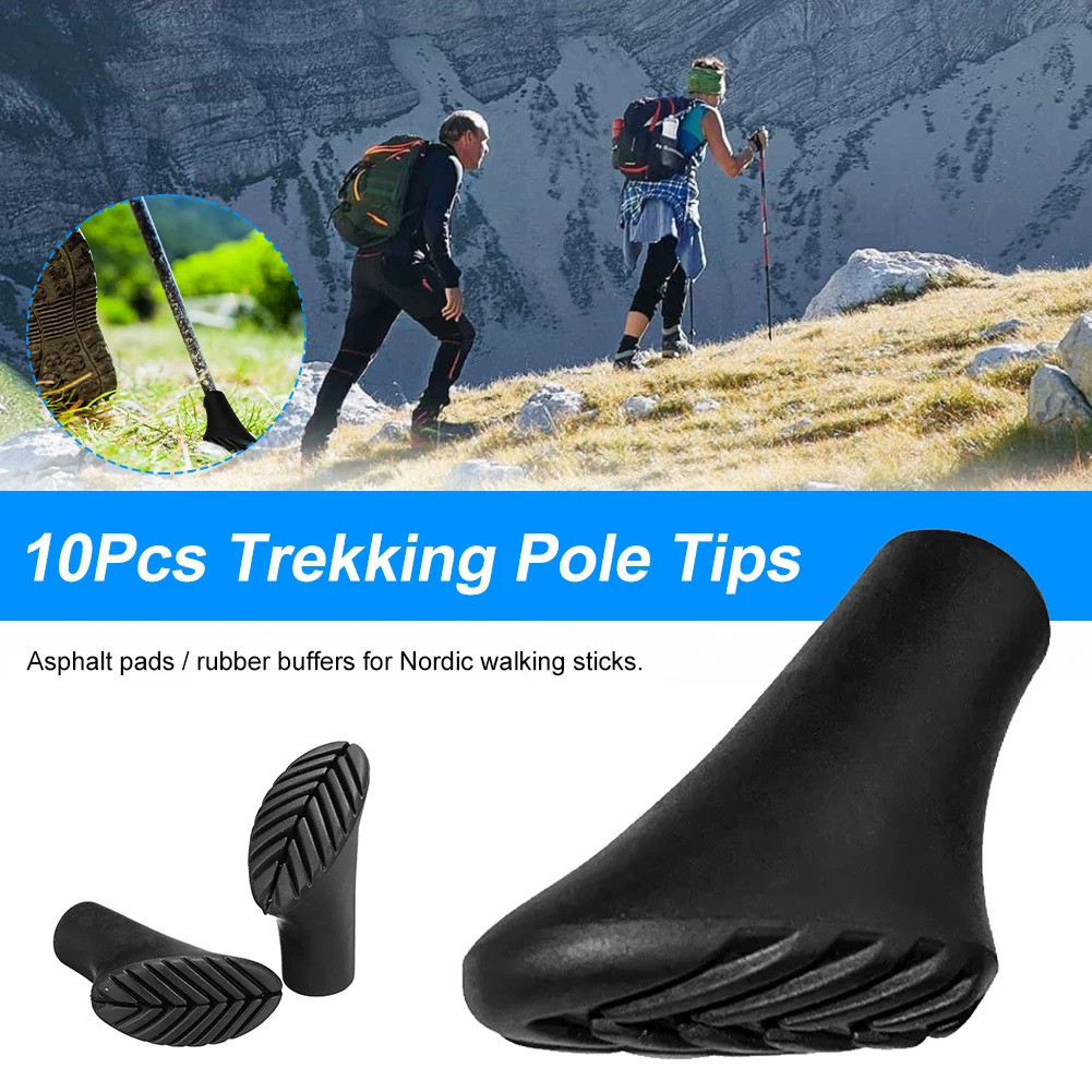 10pcs Trekking Pole Tips Replacement Rubber Feet Nordic Walking Stick ...
