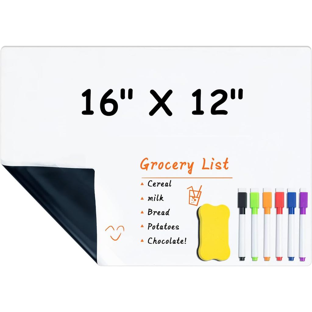 M&G Magnetic Dry Erase Board for Fridge, 16”x 12” Fridge Whiteboard for ...