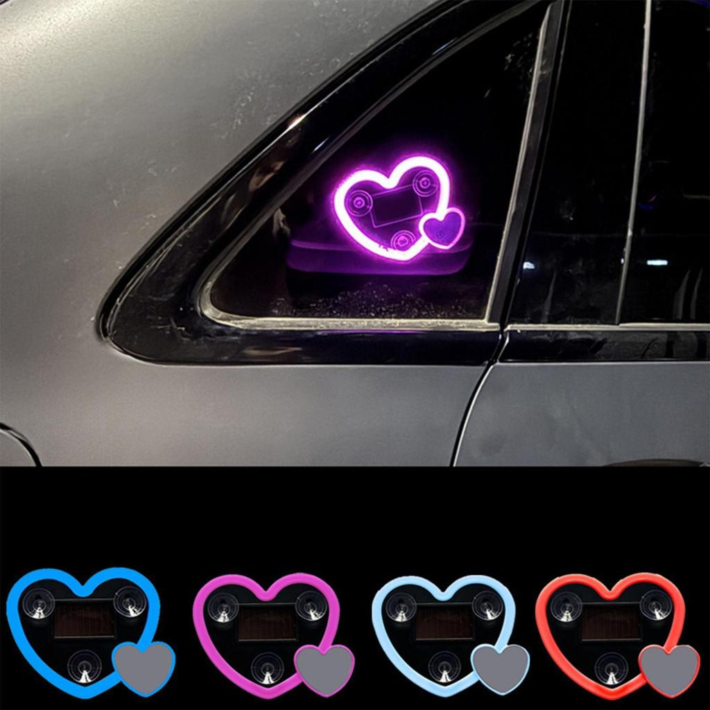 Interior Car Lights Solar Heart Shaped Car Window Lamp Neon Lights for ...