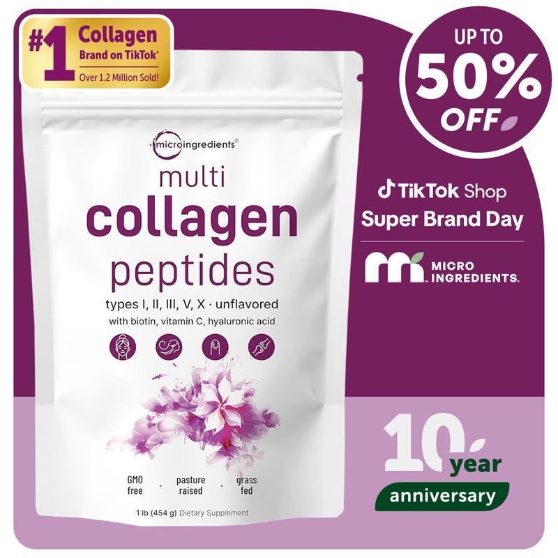 Micro Ingredients Multi Collagen Peptides Powder - Hydrolyzed Protein ...