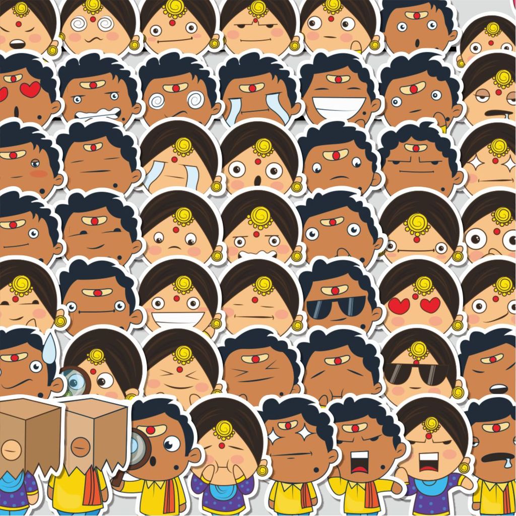 Cutting Pack Stickers, Indian Couple Stickers, 100 Pcs, Cute, Cool ...