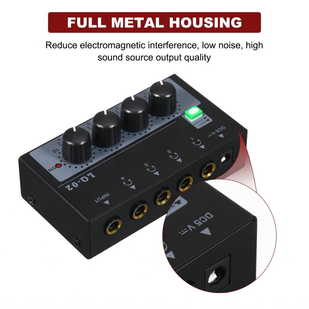 fangzi Headphone Amplifier Mixer 4 Channels Mono/Stereo Metal Stereo ...