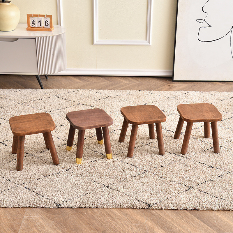 Small Stool for Home Use, Solid Wood Small Round Stool, Coffee Table ...