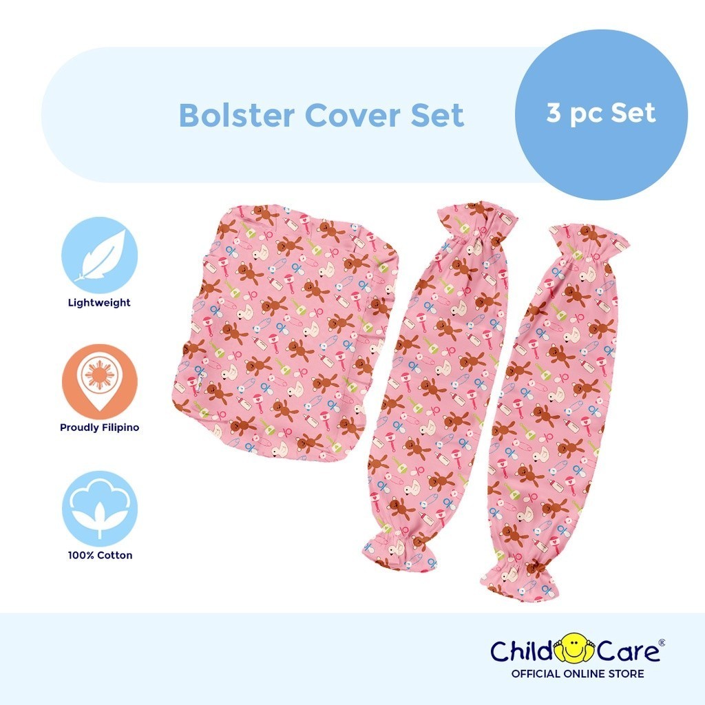 Child Care Toddler Size Pillow and Bolster Case, 100% Cotton, 3 pc Set ...