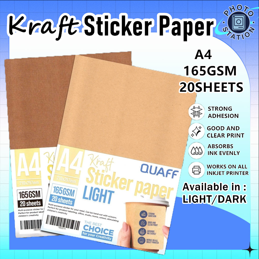 Quaff Light / Dark Kraft Label Sticker 20Sheets For Product Labelling ...