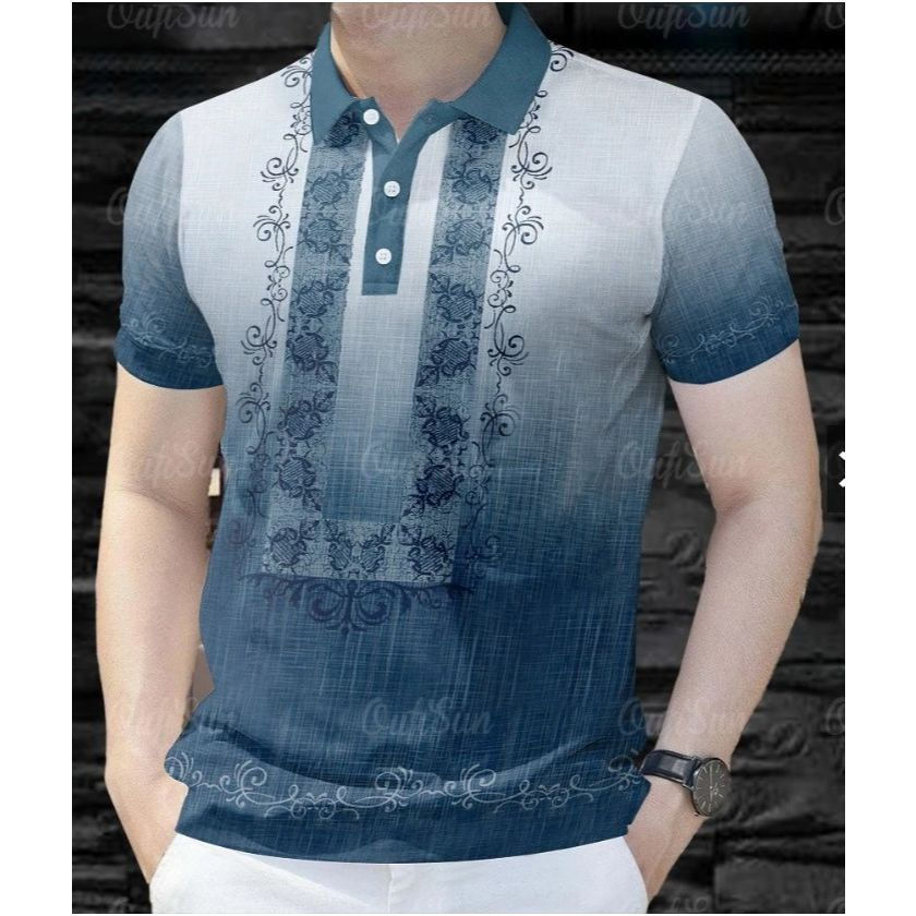 Ethnic ASEAN Clothing Barong Polo Shirt Men's Traditional Clothing Tops ...