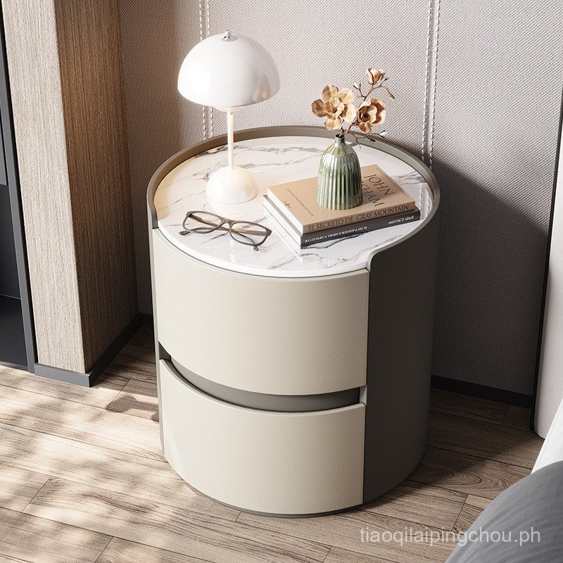 Bedside Table Italian Style High-End Minimalist Round Bedside Cabinet ...