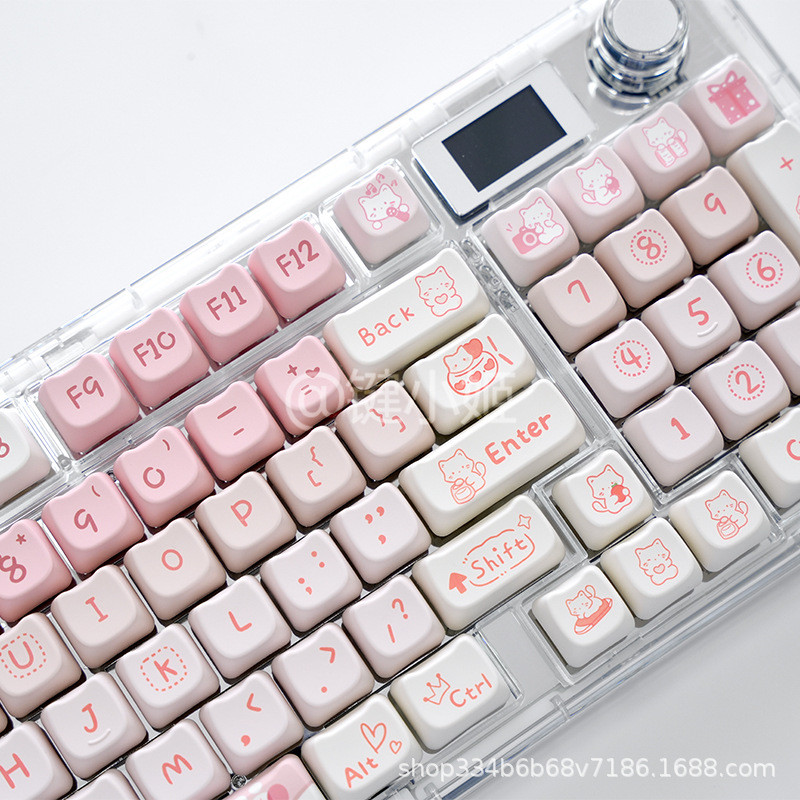 Party Kitten (Boxed) Theme Keycap Five-Sided Sublimation PBTMOA Highly ...