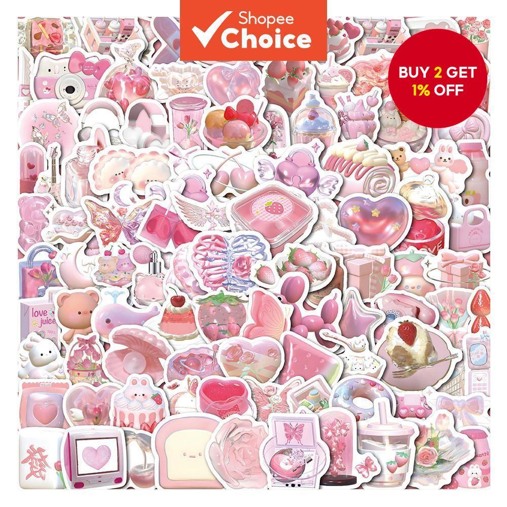 New 100PCS Pink 3D Stickers - Cute Colorful Vinyl Decals for Phone ...