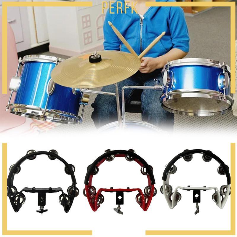 [Perfk] Hi Hat Tambourine Mountable Hand Bell Rattle Drum Set Hi Hat ...