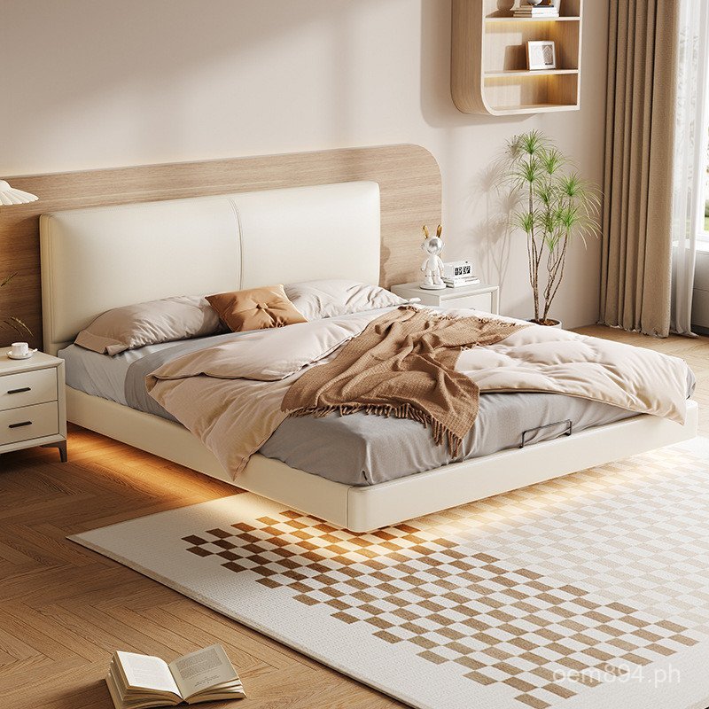 x2High-end Rice Girl Bedroom Thin Cream Rice Elegant2Floating Leather ...
