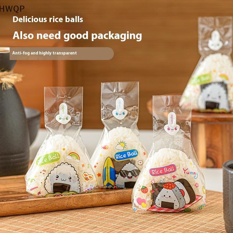 [HWQP] 50/100Pcs Japenese Triangle Rice Ball Disposable Packaging Bag ...