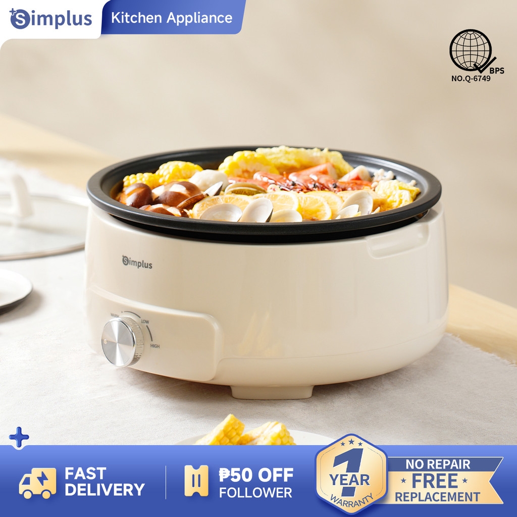 Simplus 3.2L/4.2L Multi-function Electric Hot Pot 1300W Household Nonstick Electric Cooker ...
