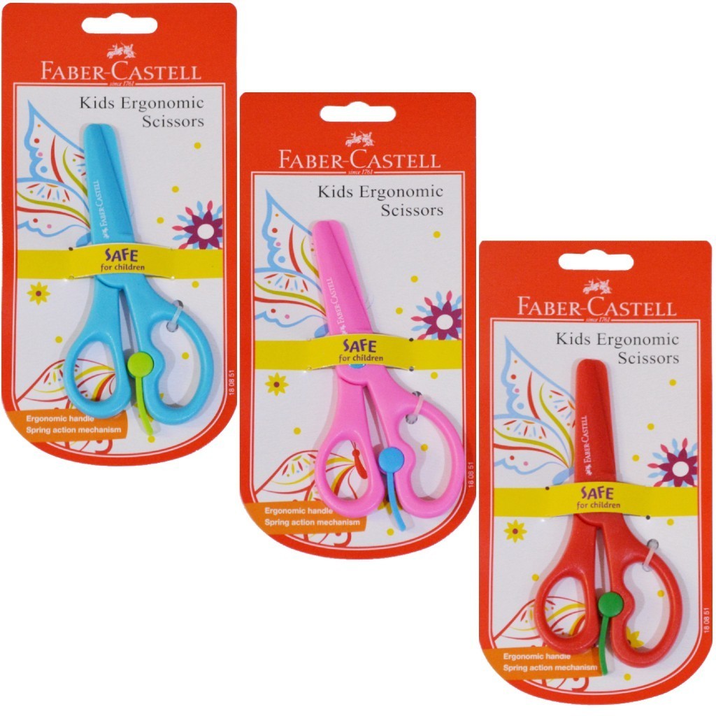 Faber Castell Plastic Kids Ergonomic Scissors | Shopee Philippines