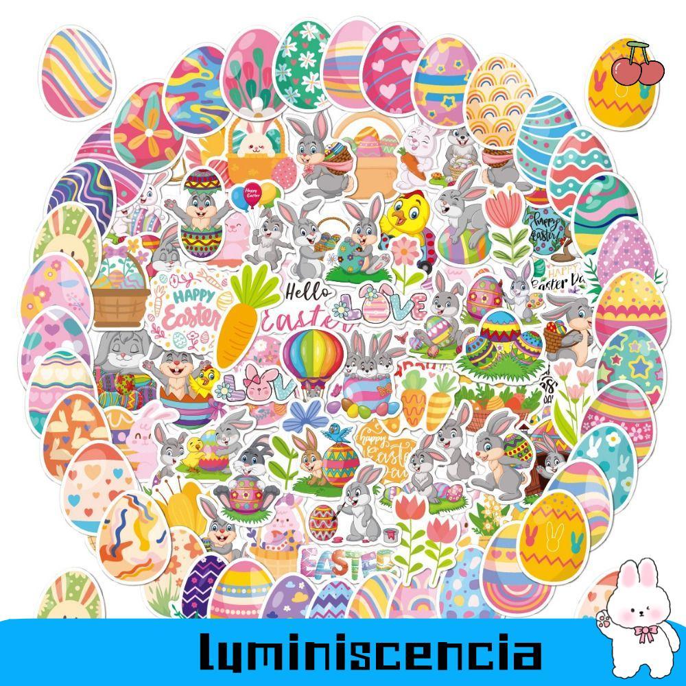 LUMINISCENCIA 50/100PCS Cartoon Rabbit Stickers, Multicolor Holographic ...