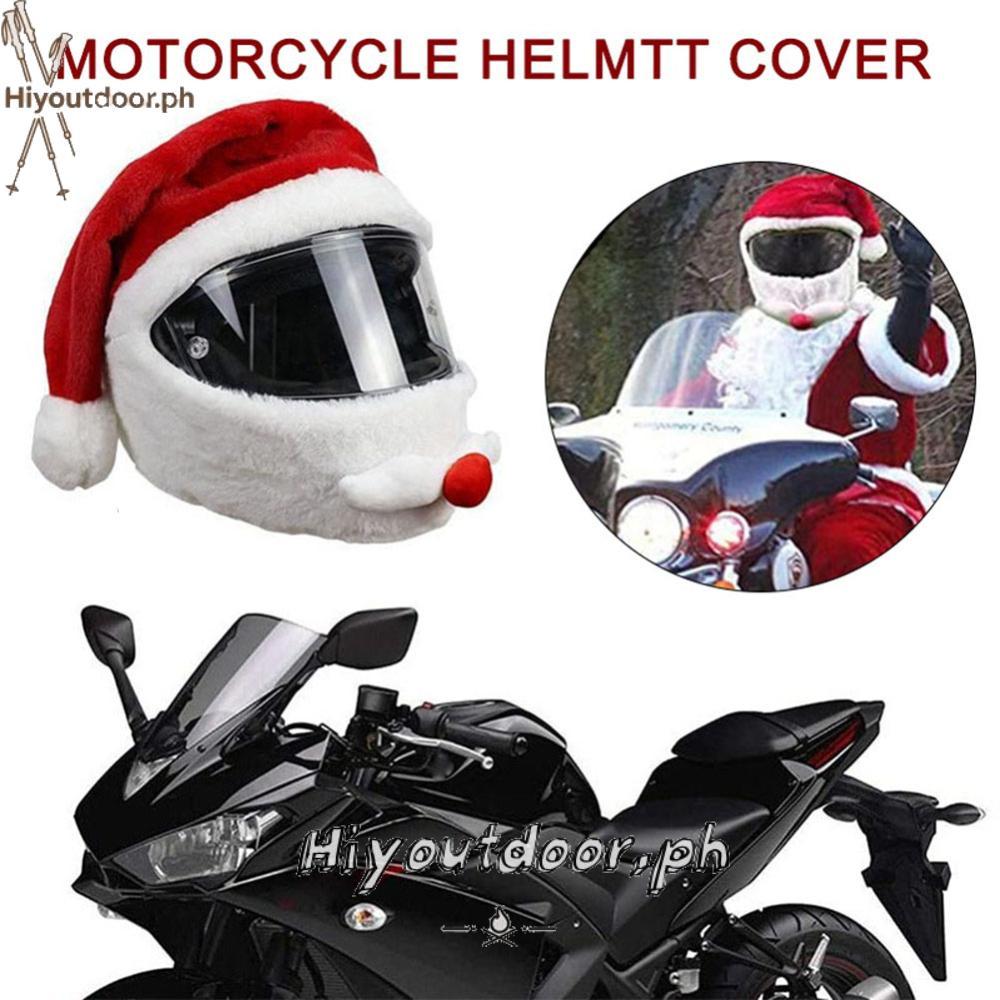 Christmas Helmet Cover Elastic Motorcycle Santa Claus Funny Cover Plush ...