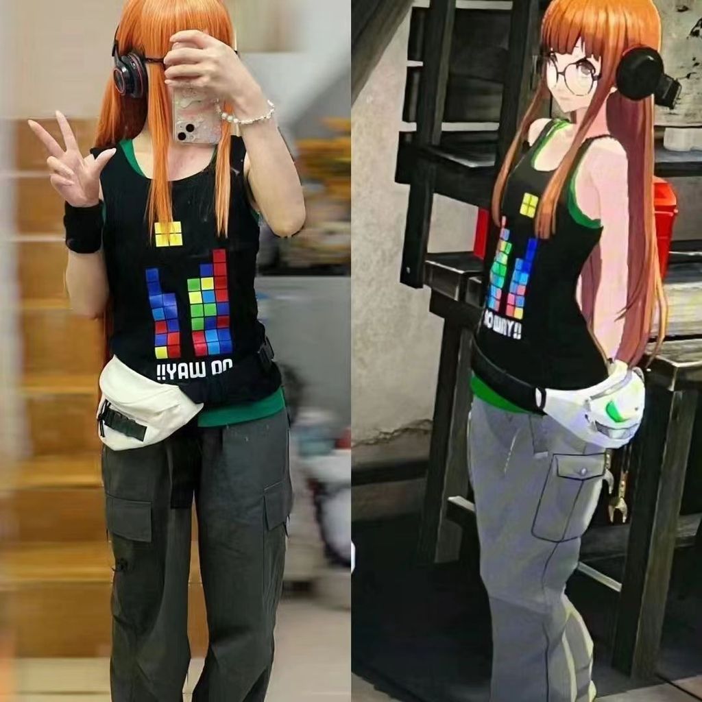 Persona 5 Genius Hacker Girl Futaba Sakura Same Style Vest Summer ...