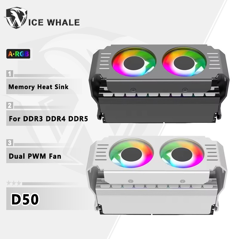 ICE Whale D50 RAM Heatsink Dual 5020 Fans ARGB Light Synchronous Memory ...