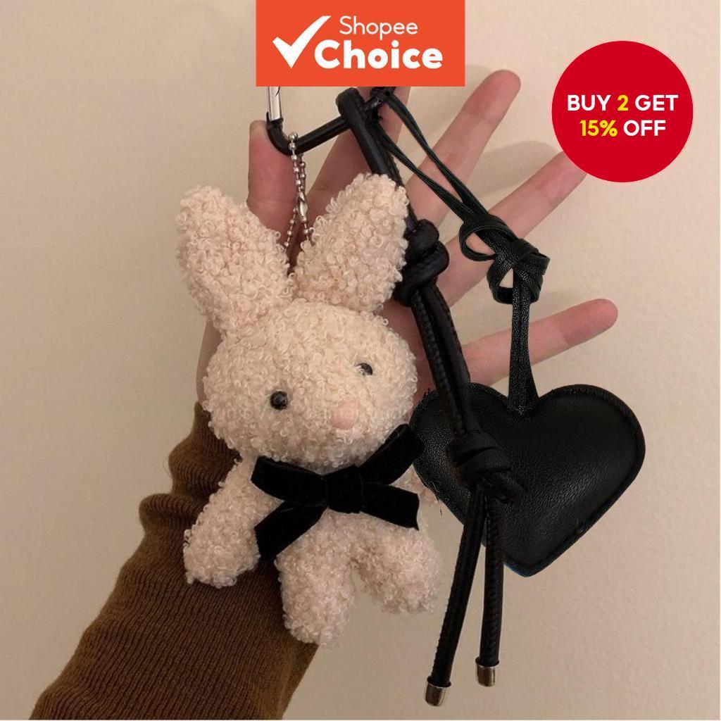 Y2K Plush Bunny Cute Keychain For Bag - Kawaii Backpack Charm ...