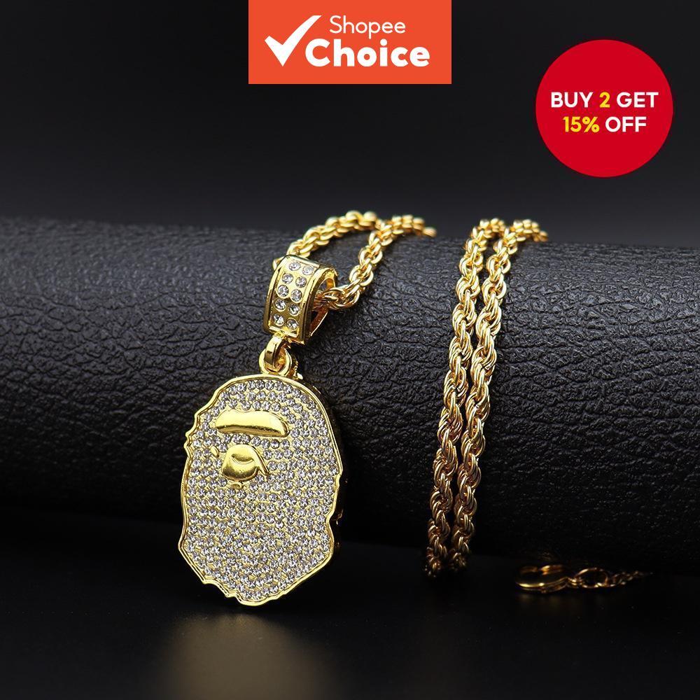 Hip Hop Necklace Chris Brown Style Diamond Ape Head Bape Jewelry for ...