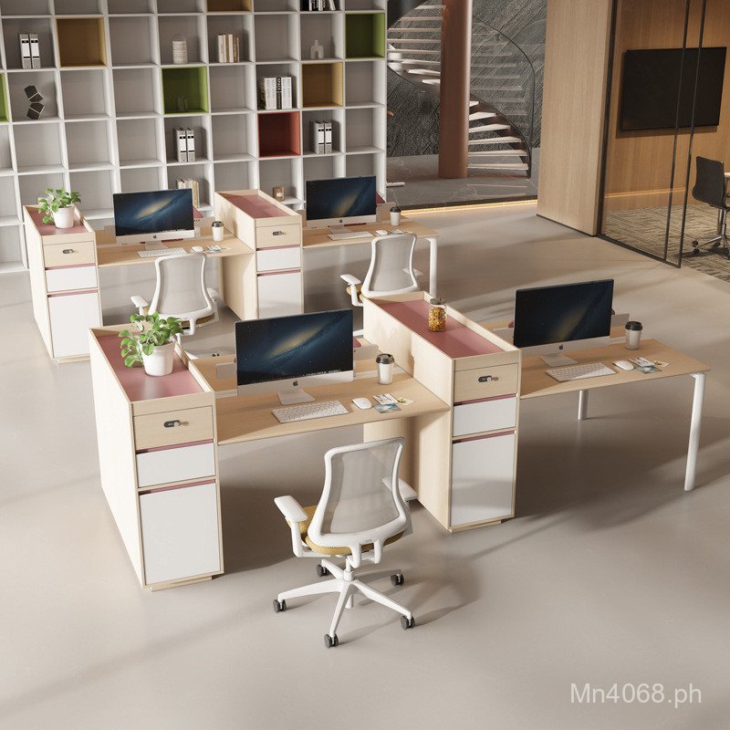 Combined Employee Office Desk and Chair Simple Staff Office Desk Modern ...